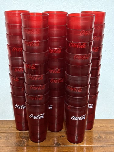 (45) Coca-Cola Cups Glass Red Plastic 20 oz Diner Restaurant Carlisle ...