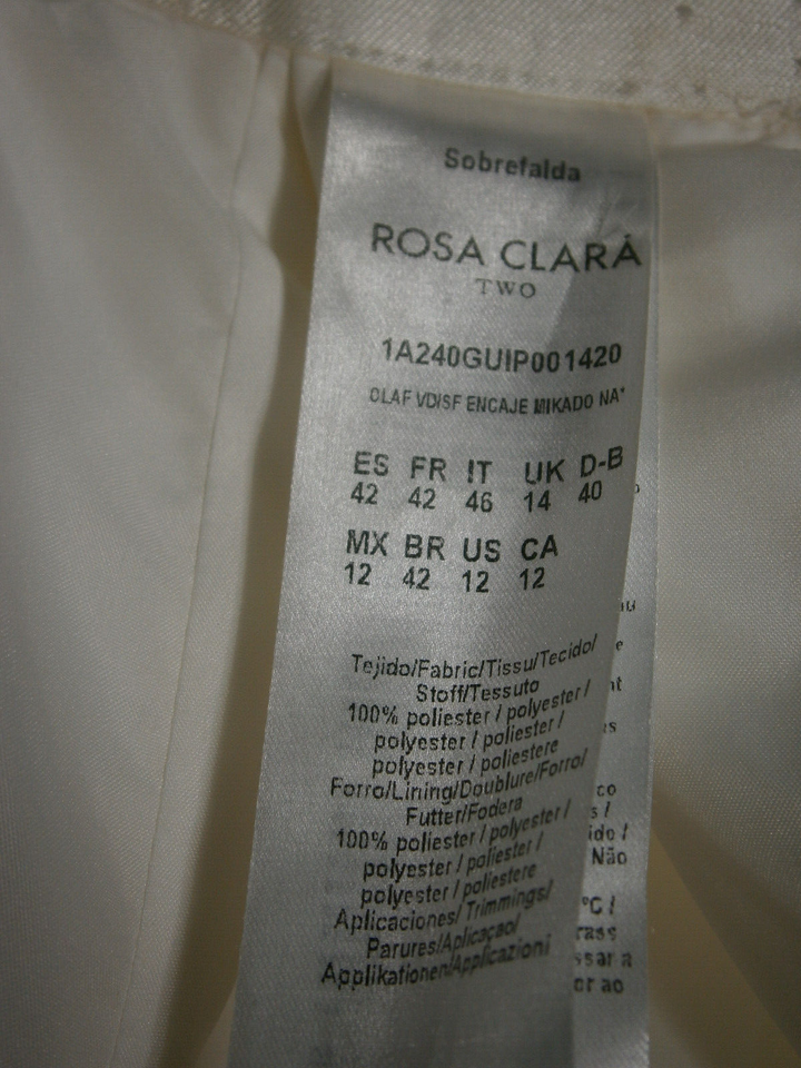 Rosa Clara Wedding Dress Overskirt 12 Ivory Satin Loop & Button Closure ...