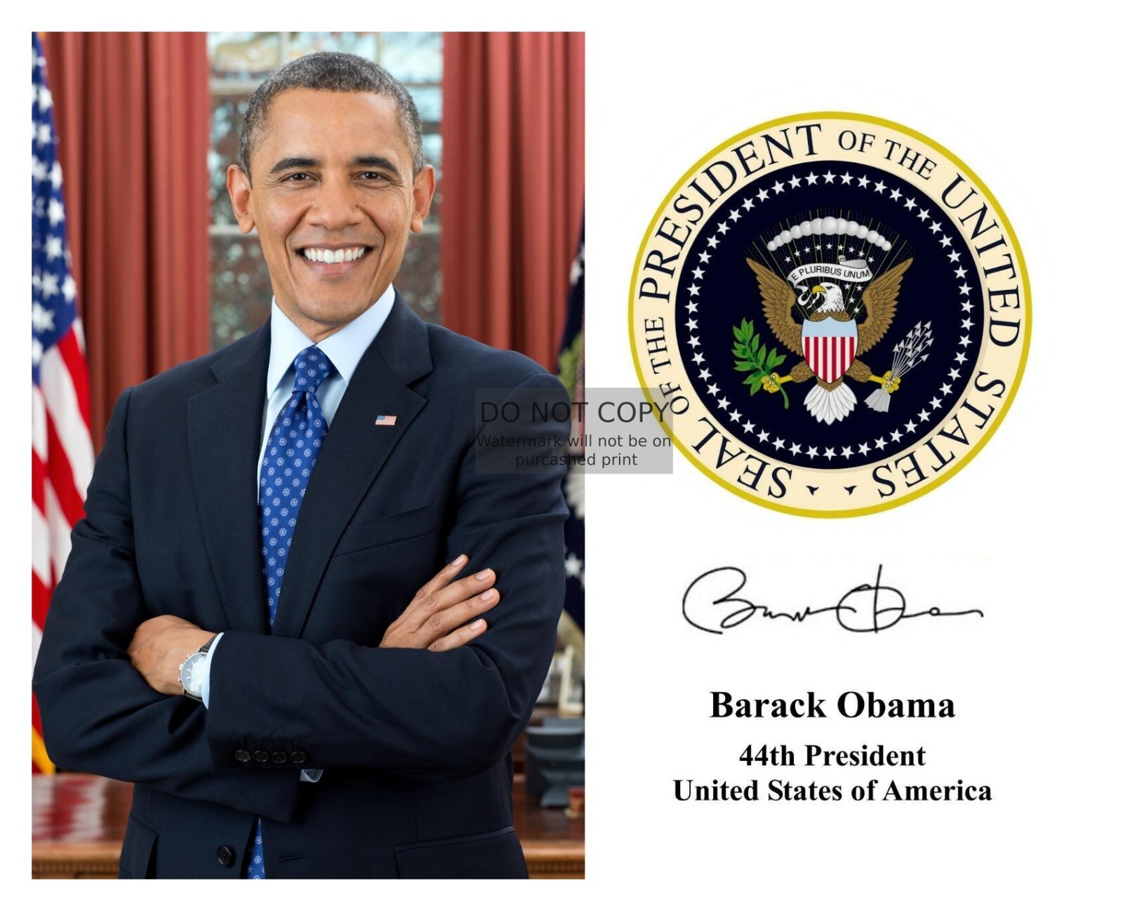 PRESIDENT BARACK OBAMA PRESIDENTIAL SEAL AUTOGRAPHED 8X10 PHOTO REPRINT ...