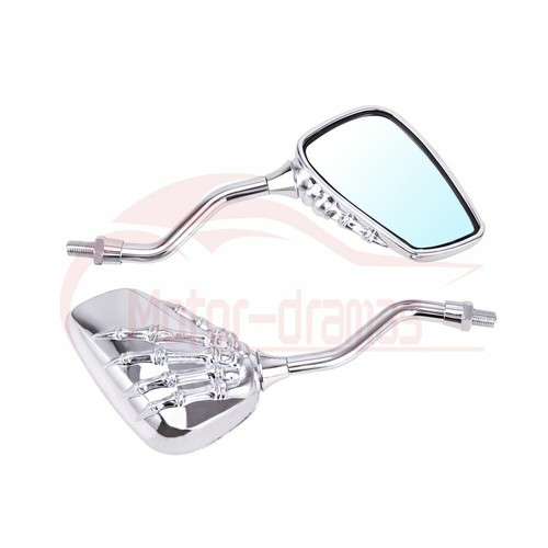 8MM 10MM Skeleton Skull Hand Motorcycle Mirrors For Honda Kawasaki ...