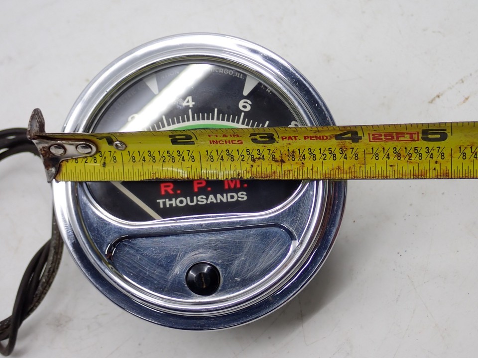 Vintage Sun 8,500 RPM Tachometer RC-85 Tach Green Line Dial 1950s-1960s ...