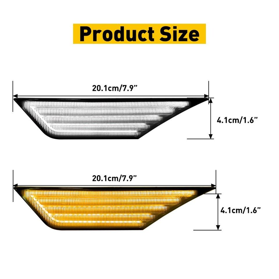 For 2016-2020 Honda Civic Smoke Lens LED Bumper Turn Signal Side Marker ...