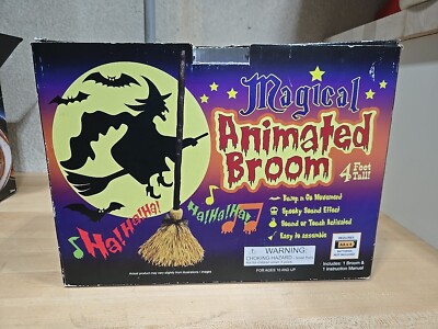 MAGICAL ANIMATED WITCHES BROOM 4FT SOUND MOVEMENT ACTIVATED Tested ...
