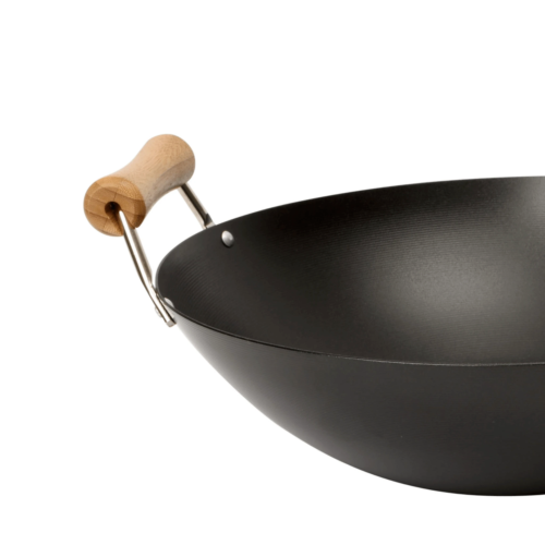 Large 35cm Non Stick Carbon Steel Chinese Stir Fry Deep Wok Karahi ...