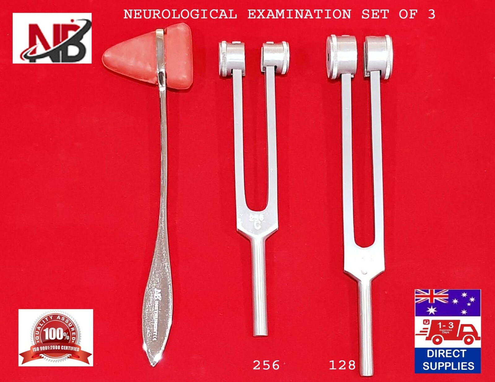 Neurological Examination Kit inc 128 Hz + 256 Hz Tuning Forks, Reflex ...