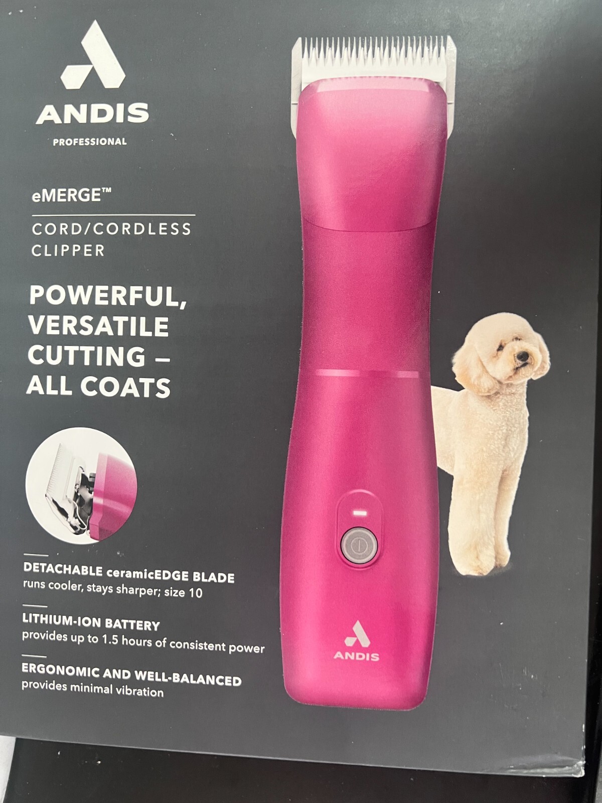 Andis Professional eMERGE Corded/Cordless Clipper For Dogs ALL COATS ...