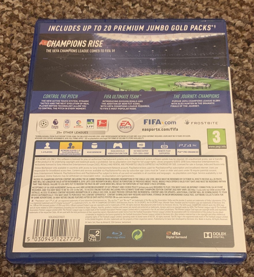 PS4 Game FIFA 19: Champions Edition (PS4) PEGI 3+ Sport: Playstation 4 | eBay