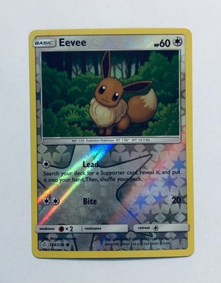 Eevee Reverse Holo Foil Sun & Moon Cosmic Eclipse #166 Pokemon Card ...
