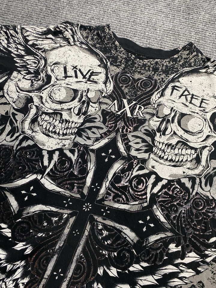 Y2K Xzavier T Shirt 2XL Affliction Tap Out Style AOP Grunge Goth Emo ...