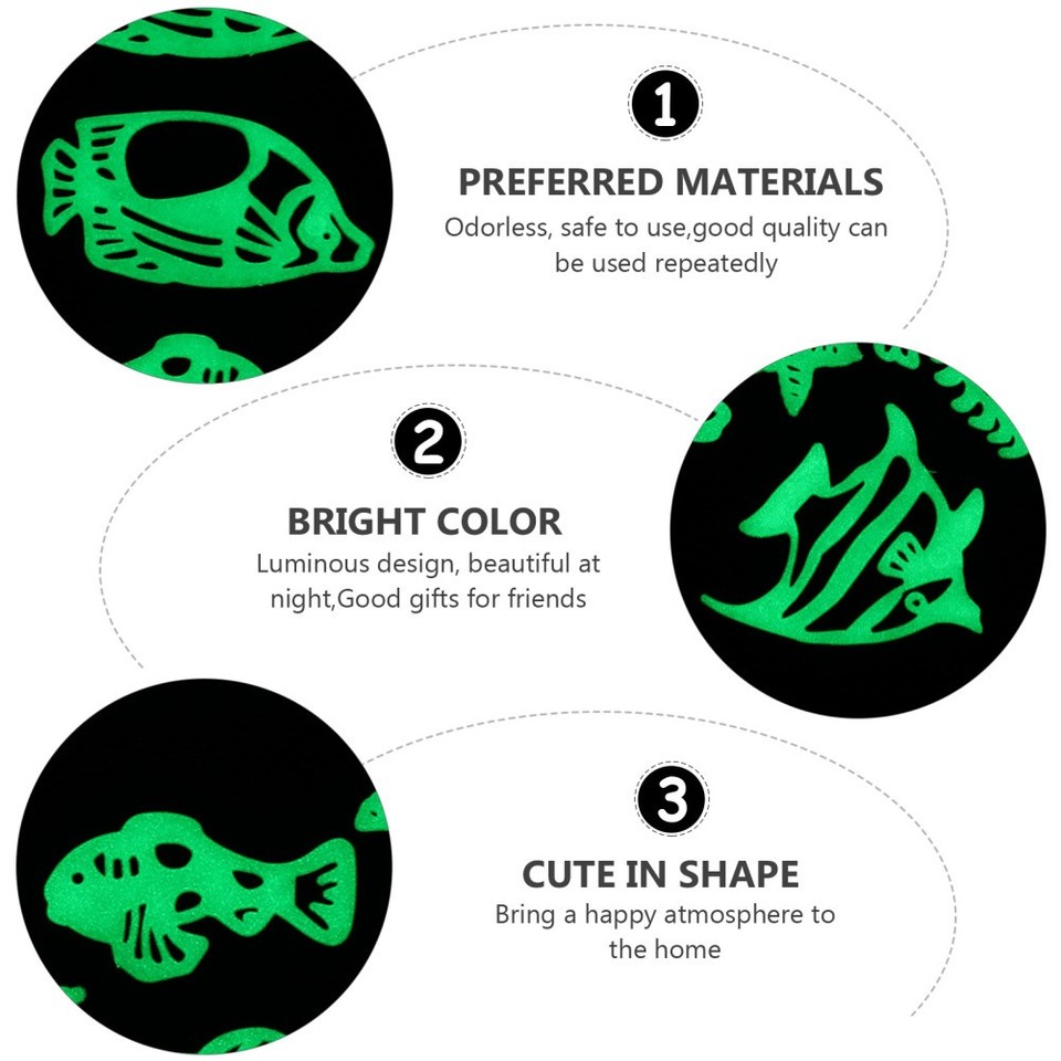 4 Sets Fluorescent Wall Sticker Glowing Fish Stickers Tropical Decor ...