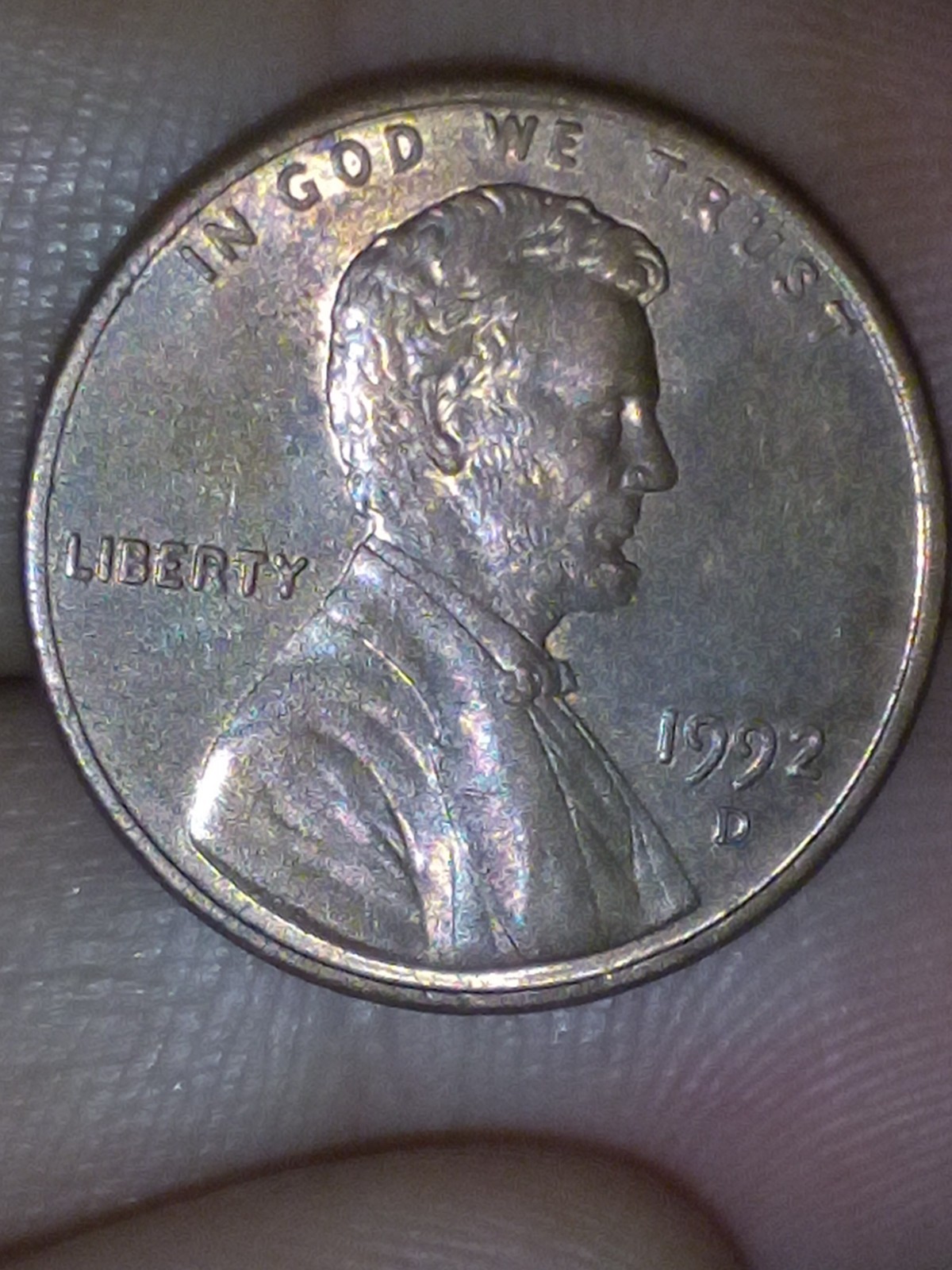 1992 D Close AM Lincoln Penny [Close AM Variety Cent] Denver Mint Coin ...