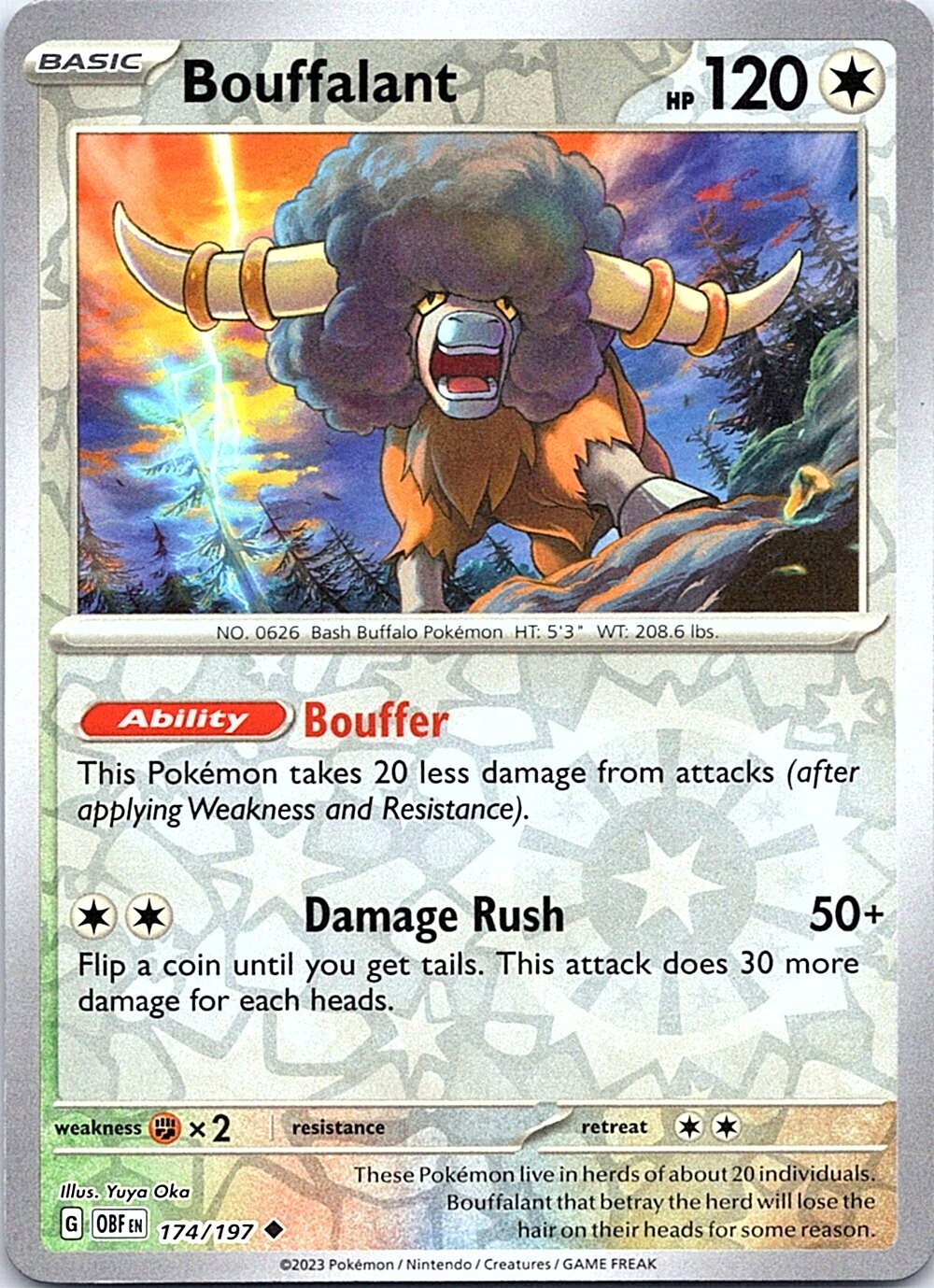 Pokemon TCG - Bouffalant Reverse Holo - 174/197 - Obsidian Flames | eBay
