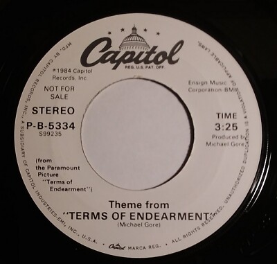 MICHAEL GORE 45 THEME FROM "TERMS OF ENDEARMENT" (SAME BOTH SIDES ...
