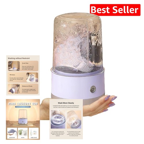 Wireless Mini Washing Machine: Portable 1L Laundry Cup for Underwear ...