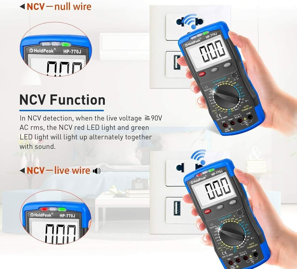 Automotive Digital Multimeter Tachometer Car AC DC Volt RPM DWELL NCV ...