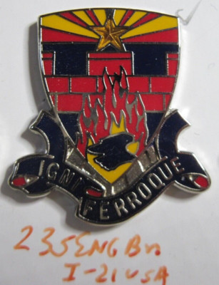 Army crest DI dui CB clutchback 235th ENGINEER BATTALION bn i-21 USA ...
