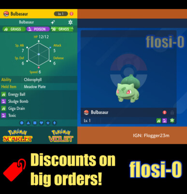 6IV Shiny Bulbasaur Pokemon Scarlet and Violet | eBay