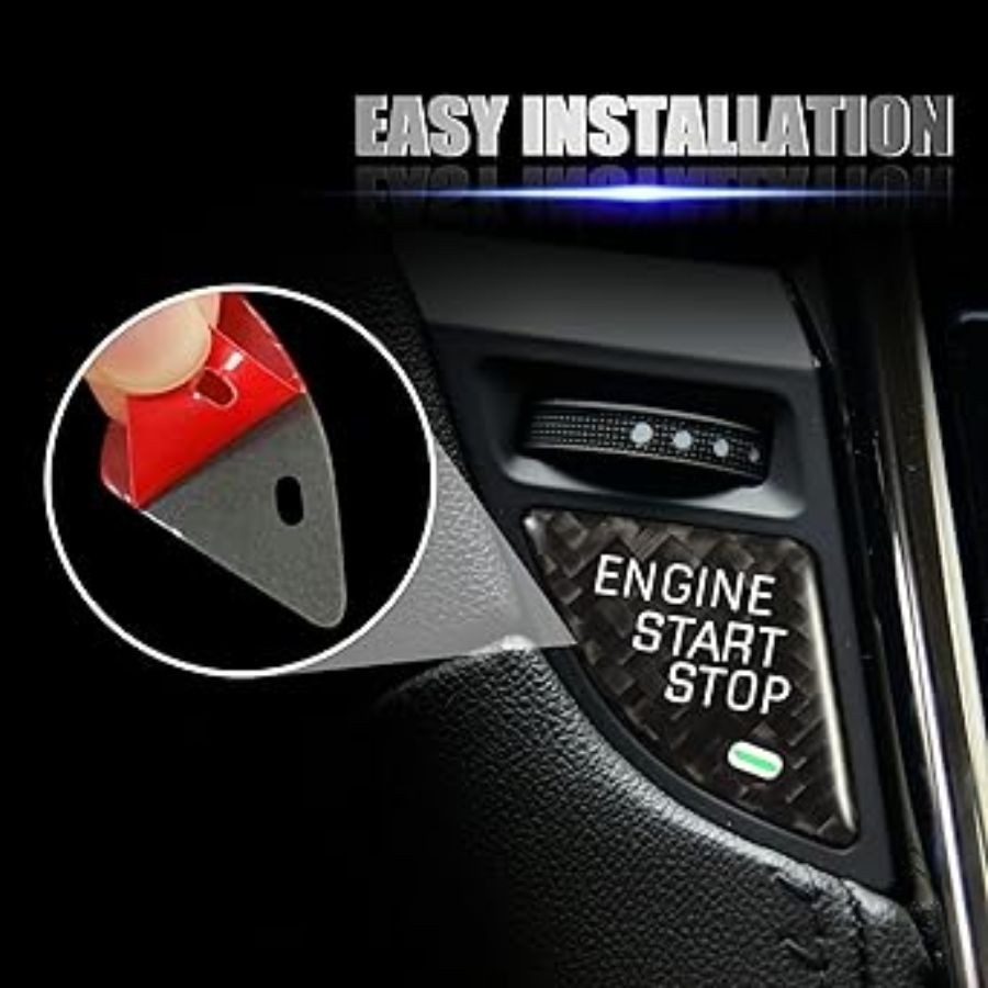 Carbon Fiber Car Engine Start Stop Cover Sticker Compatible with Carbon ...