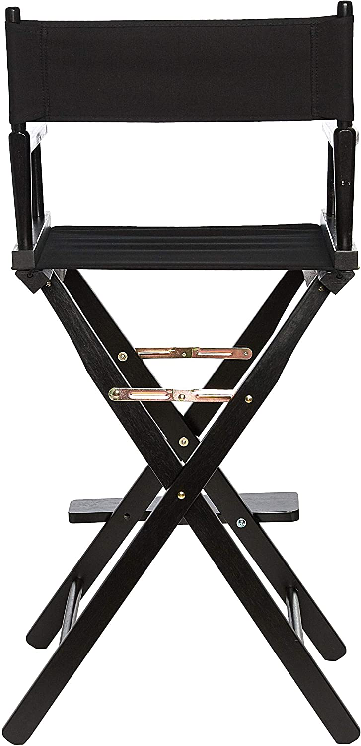 Wooden Directors Chair 30 Inch Bar Height Foldable Design Black Frame ...