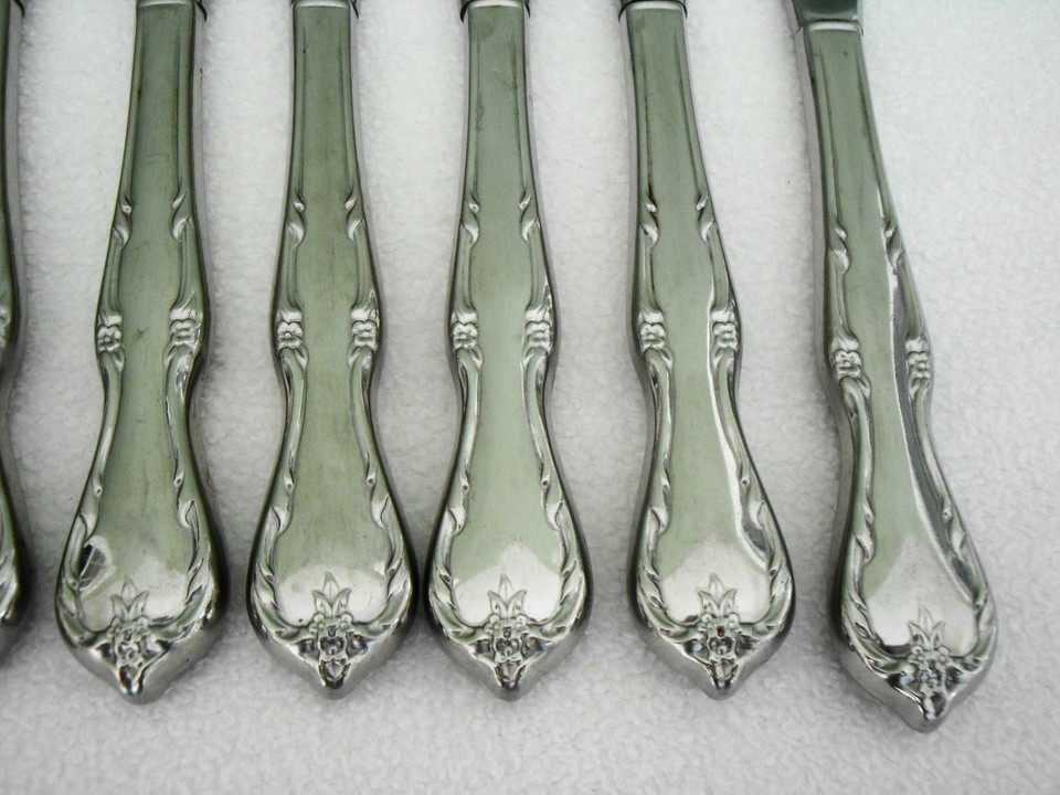 Lot 8 Knives USA International Silver VICTORIAN CHARM Insico Stainless ...