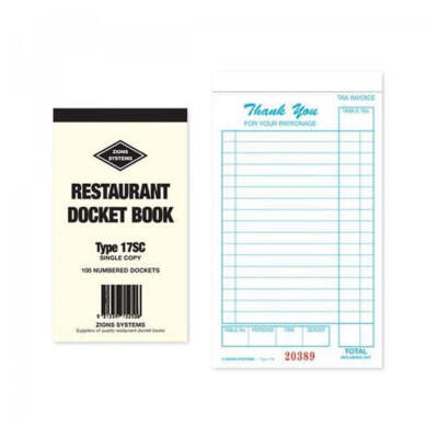 Zions Single Copy Restaurant Docket Books 17SC Premium High Quality Durable | eBay
