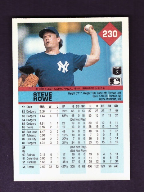1992 Fleer STEVE HOWE #230 Autograph Signed Card Auto Deceased | eBay