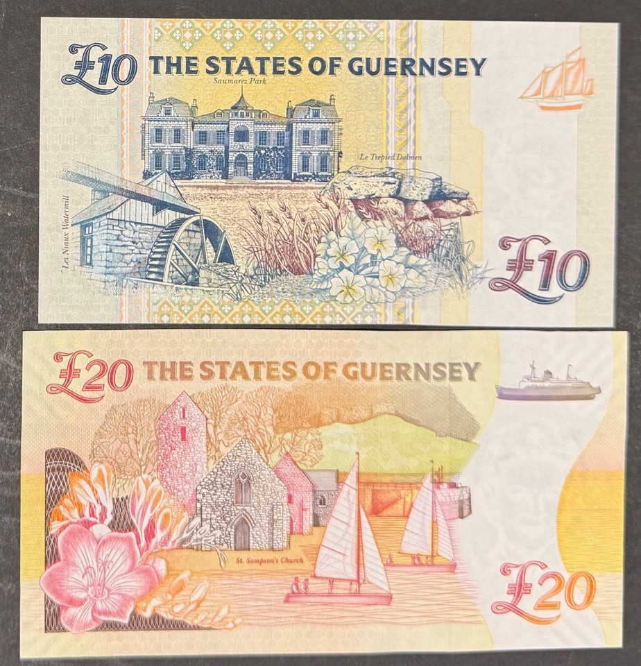 **GUERNSEY** **BRAND NEW £10 & £20 NOTES** **LOW MATCHING NUMBERS ...
