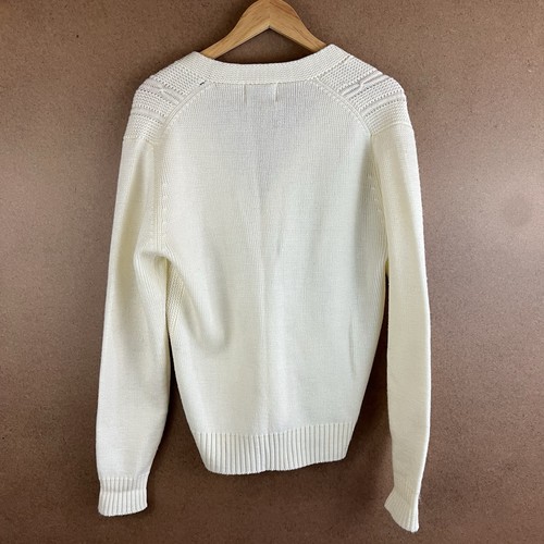 VTG 70s Mr California Cable Knit Acrylic Grandpa Cardigan Sweater Cream ...
