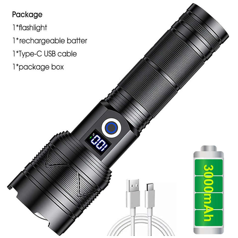 1000000 Lumens Super Bright LED Tactical Flashlight 5 Modes Zoomable ...