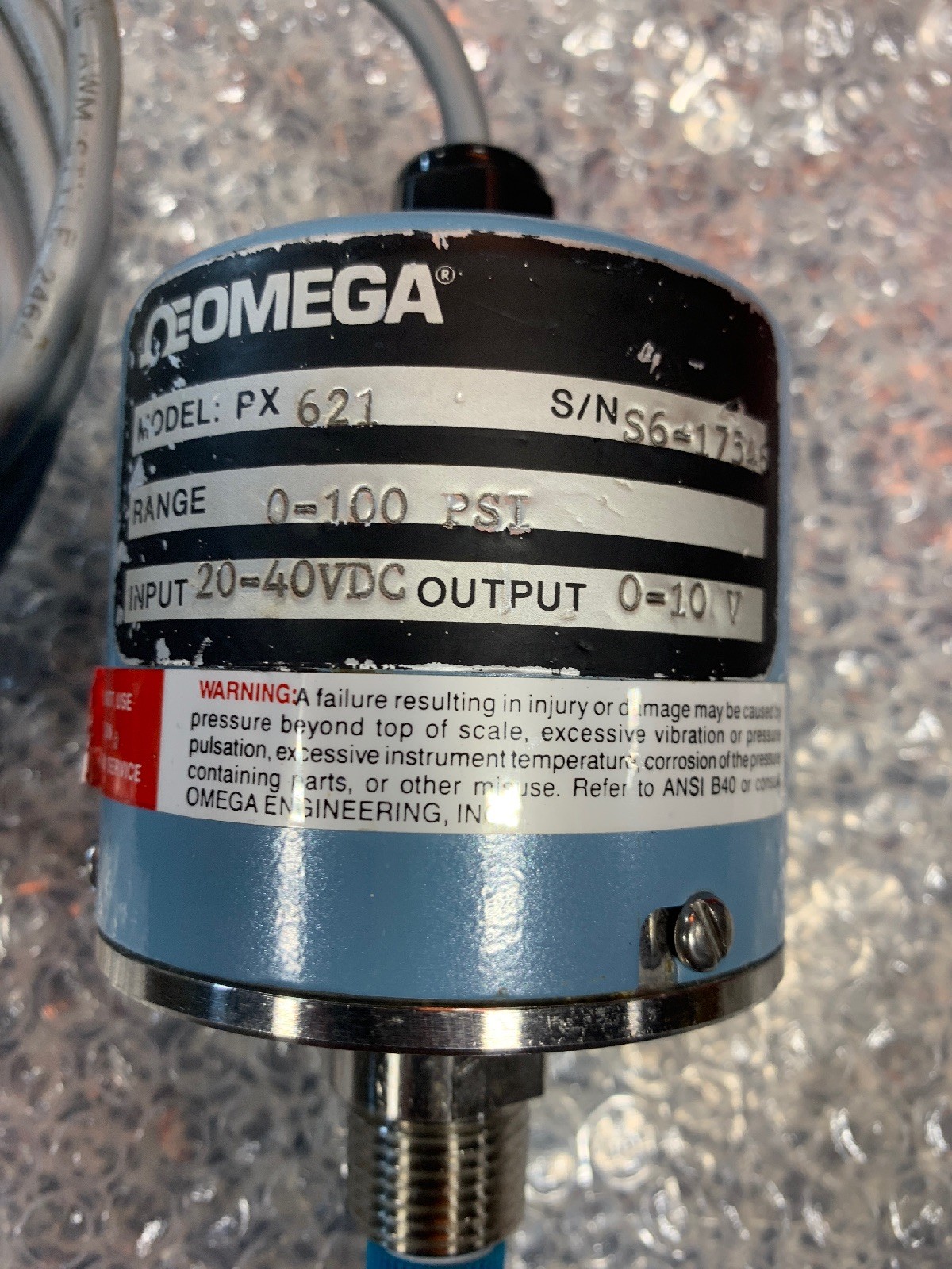 OMEGA PX621 PRESSURE TRANSDUCER Input 20/40VDC, Output 0/10V, 0-100Psi ...