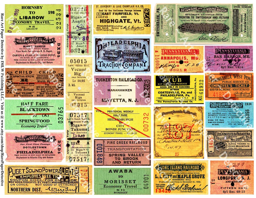 Vintage Train Ticket Clip Art