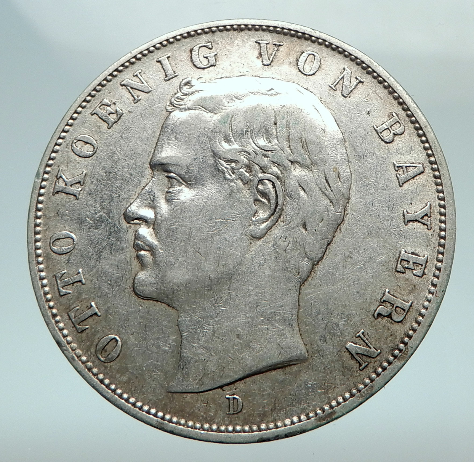 1909 GERMANY German States BAVARIA King OTTO Silver 3 Mark Coin w EAGLE ...