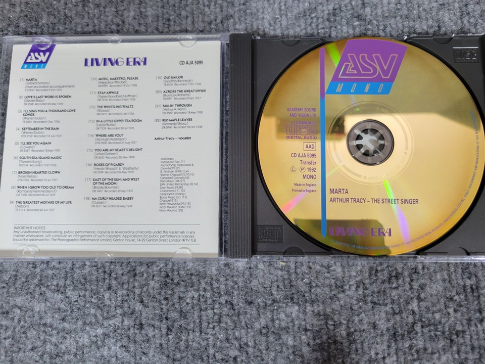Street Singer [ASV/Living Era] by Arthur Tracy (CD, ASV, 1990 England) 743625509526 | eBay UK