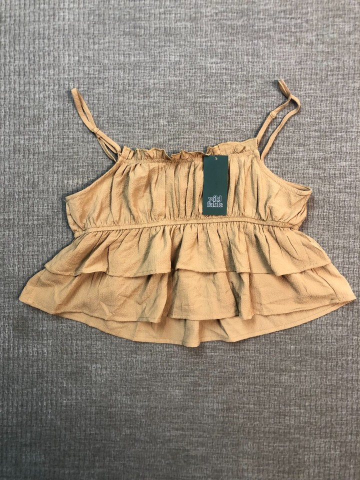 Wild Fable - Tiered Ruffle Tank Top - Camel - Size Small | eBay