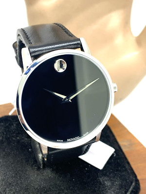 Movado Men's Watch 0607269 Swiss Quartz Silver Museum Black Dial ...