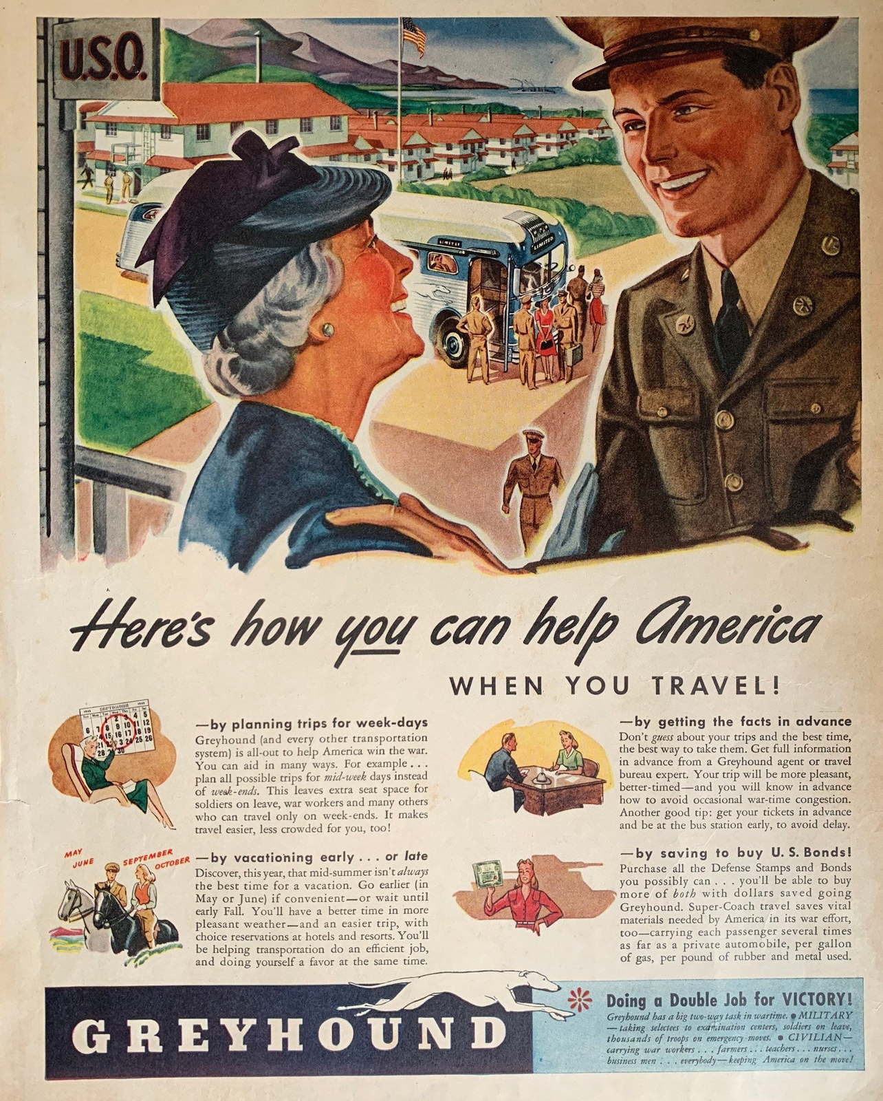 Vintage 1940s Greyhound Bus Travel Ad | eBay