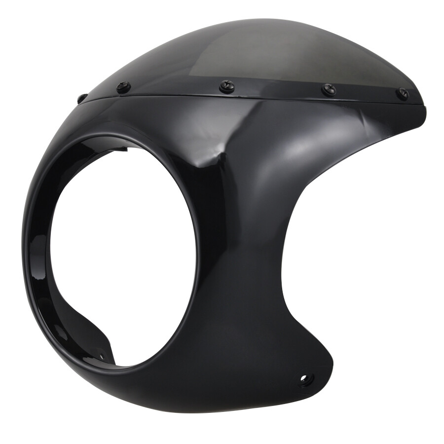 Universal Black Cafe Racer 7" Round Headlight Fairing Windshield Screen ...