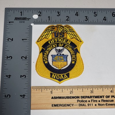 LE7 b7 Police patch Department Of Commerce NOAA Gold Background | eBay