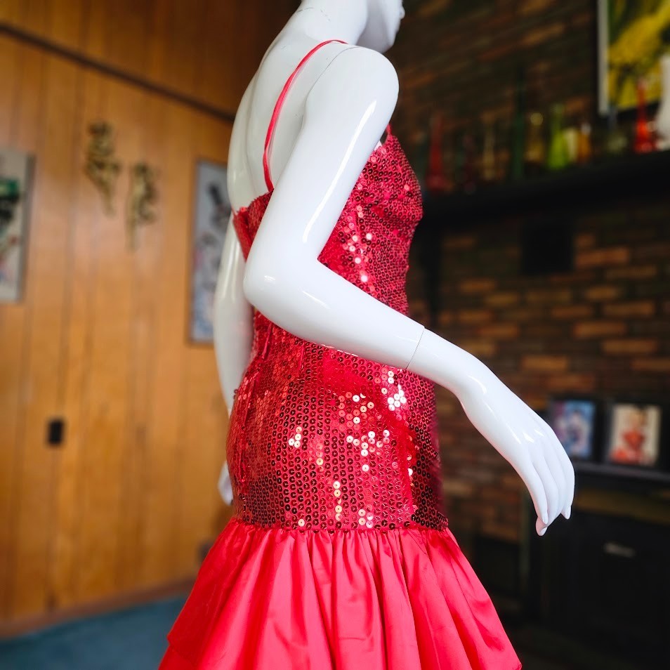 Vtg 80s Alyce New Wave Prom Drop Waist Mermaid Sequin Flamenco Party ...