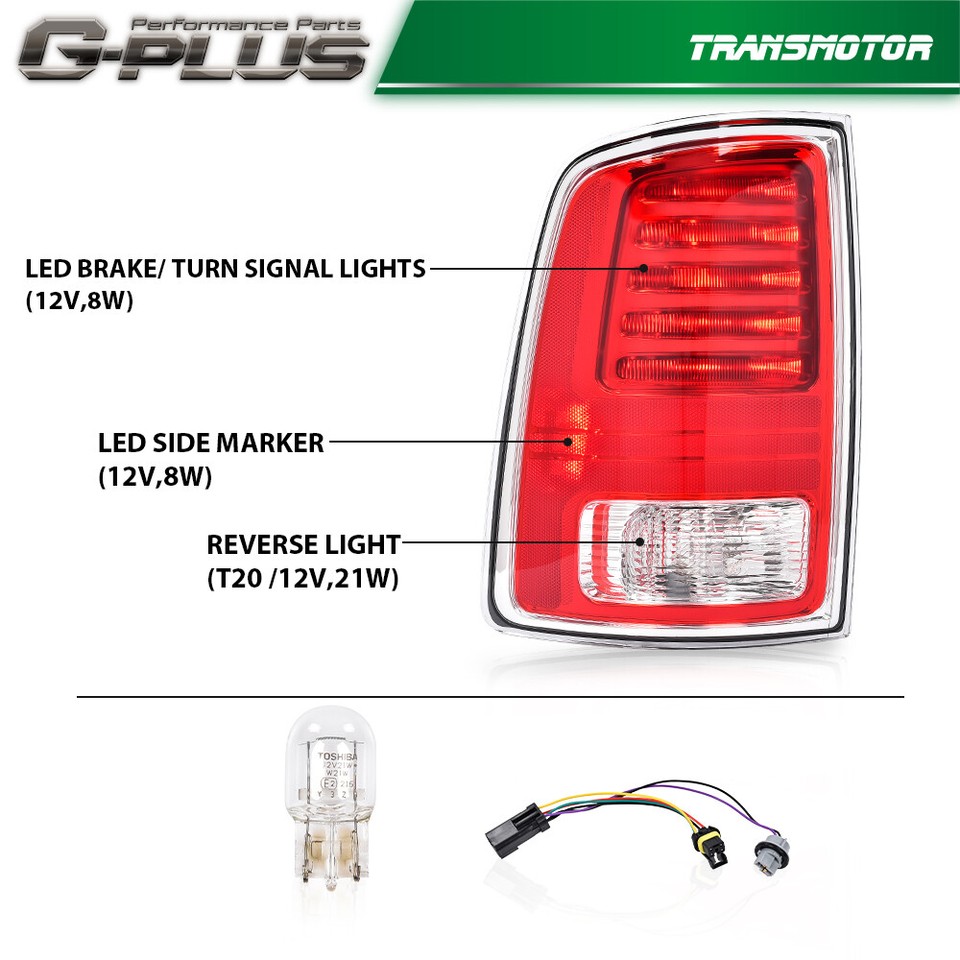 LED Rear Tail Light Assy Chrome Fit for 13-18 RAM 1500 2500 3500 Driver ...