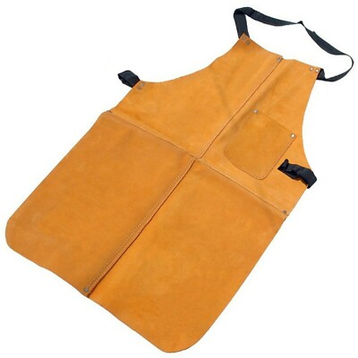 Heavy Duty Suede Leather Welders Welding Blacksmiths Glaziers Apron Bib ...