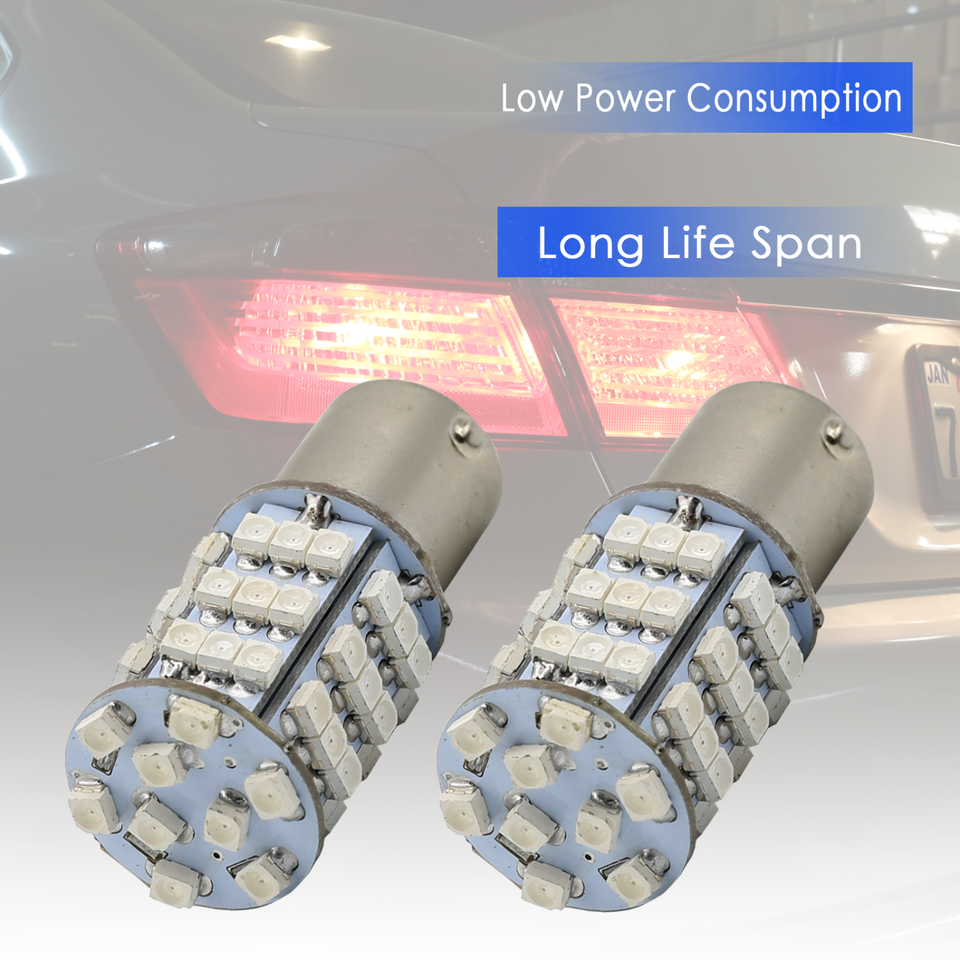 2x 1157 Dual Filament 57-SMD Red Brake Tail Stop LED Lamp Light Bulbs ...