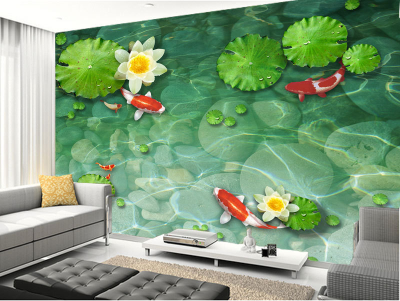 Fondo De Pantalla De Coy Pond Pegatina Con La Obra «Estanque Koi