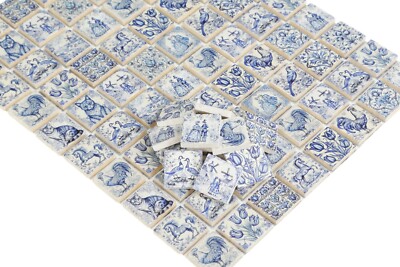 Miniature dollhouse tiles, Mini Delft Tiles, Decorative tiny tile, 1:12 ...