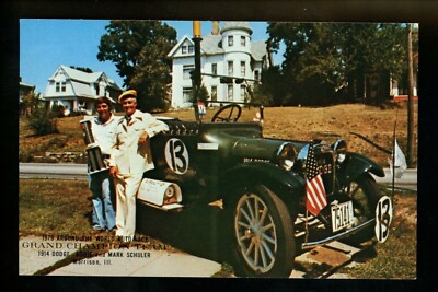Bicentennial chrome postcard Patriotic 1976 World Auto Race Dodge car ...