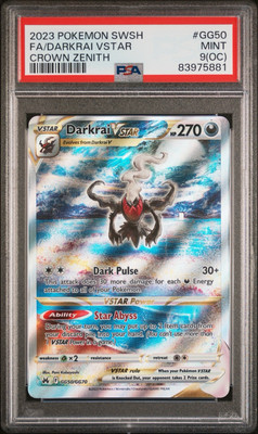 PSA 9(OC) 2023 Pokémon SWSH Full Art Darkrai VSTAR Crown Zenith #GG50 ...