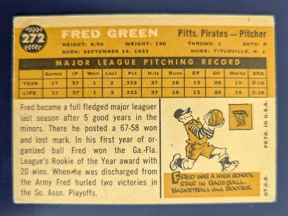 Fred Green - 1960 Topps #272 | eBay