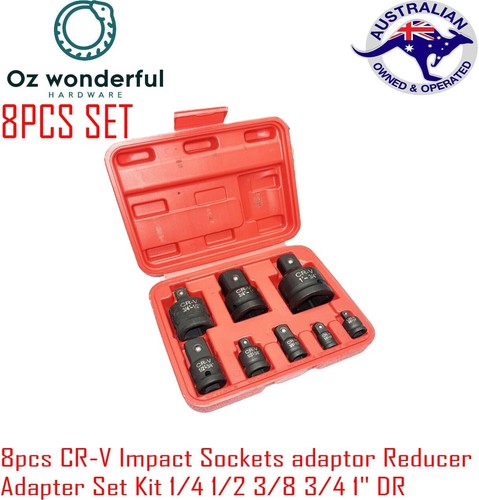 8pcs CR-V Impact Sockets adaptor Reducer Adapter Set Kit 1/4 1/2 3/8 3/4 1" DR | eBay Australia