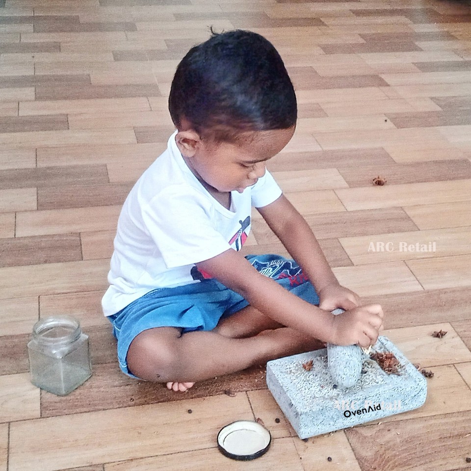 OvenAid Mini Stone Mortar & Pestle, Ammi Kallu, Kid-Friendly Play ...