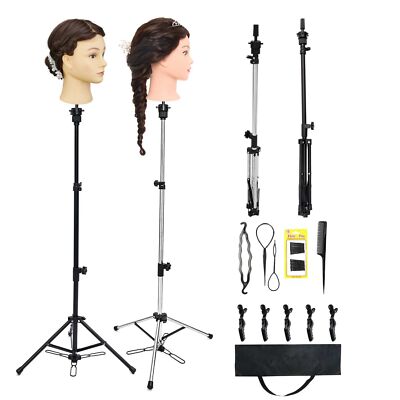 Wig Stand Tripod with Foot Pedal Adjustable Mannequin Head Stand ...